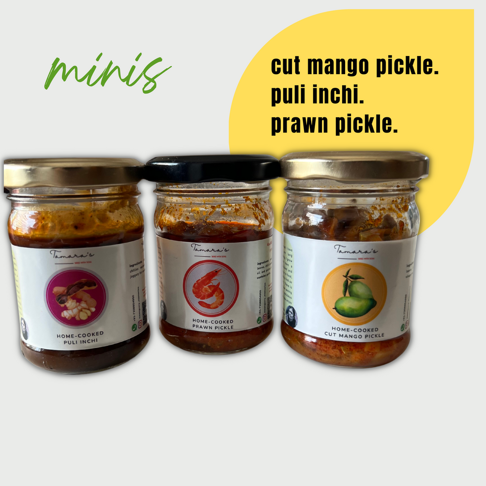 Mini Trio: Prawn Pickle, Cut Mango Pickle & Puli Inji Combo | Homemade ...